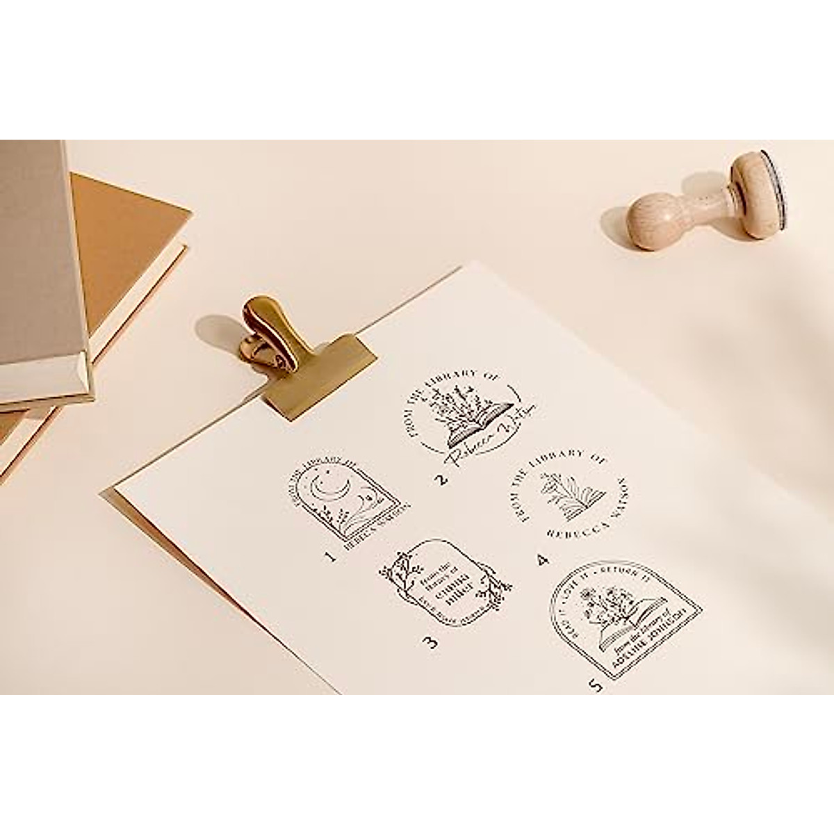 Stamp by Me | from The Library of | Custom Book Embosser Stamp | Floral Book Stamp | Personalized Teacher Stamp | Custom Library Stamp | Custom rubber stamp (Rubber Stamp)