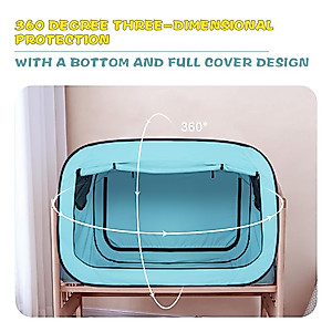 Poray Pop Up Baby Bed Tent Privacy Tent for Toddler Sleeping with 2 Zipper Doors,Breathable Mesh Windows and Portable Carry Bag (Blue)