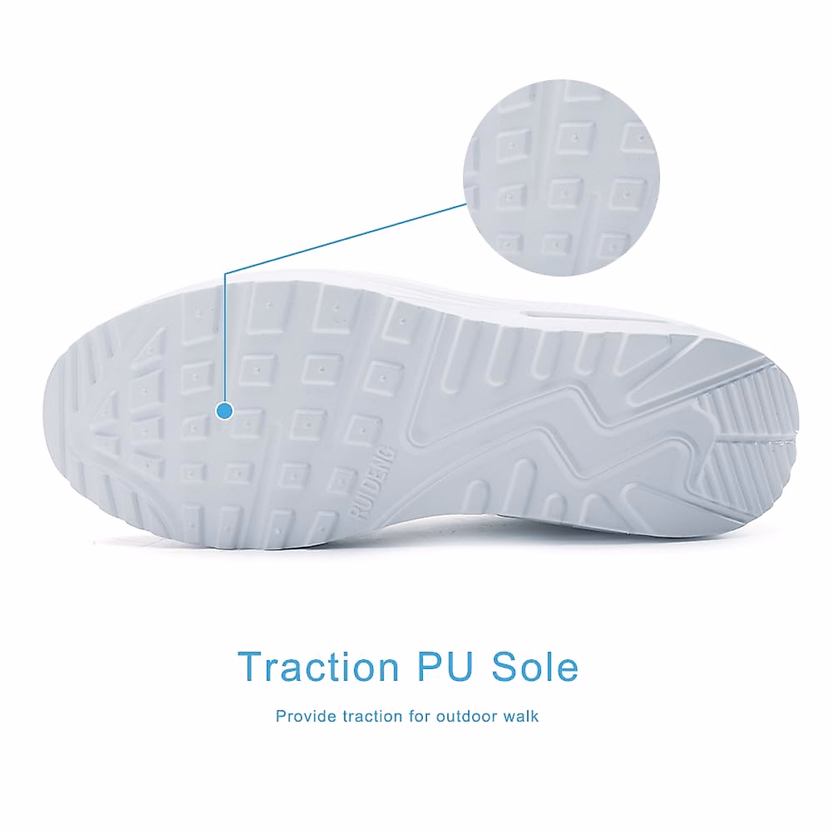 RUIDENG Rocker Bottom Shoes for Women Comfy | White Platform Sneakers Everyday Wear | 2 Inch Thick Sole with Air Cushion Size 6.5