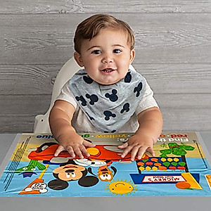 Disney Neat Solutions Mickey Mouse 3 Pack Infant Scarf Bib with Teether, Grey Heather