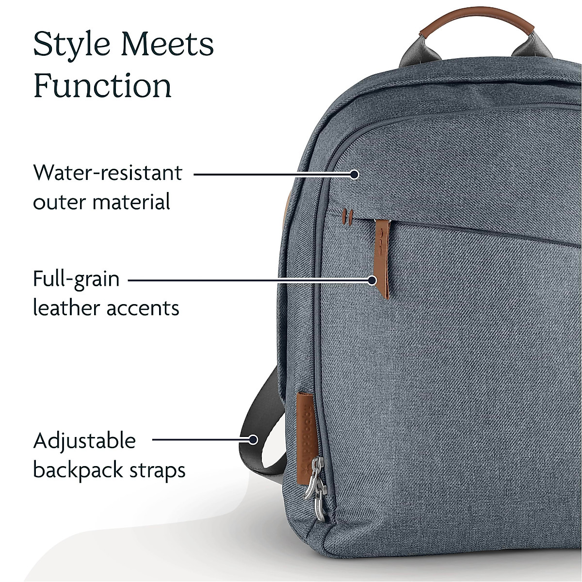 UPPAbaby Changing Backpack/Multiple Storage Compartments/Stroller Strap Attachment/Bottle Insulator and Changing Pad Included/Greyson (Charcoal Mélange/Saddle Leather)