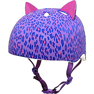 Krash Girls Bike Helmet, Purple Leopard Kitty