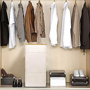 Laundry Baskets with lid, Laundry Hamper with Removable Waterproof Bag, Bamboo Handle Tall & Slim Wash Basket for Bathroom Bedroom Closet Dorm, Essential Dirty Clothes Hamper for Men Boy New Mum