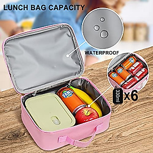 LBTING Lunch Box for Kids Girls, Insulated Glitters Star Lunch Bag Reusable Thermal Cooler Meal Tote for School Office Outdoor – Pink