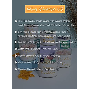 Lavender Crystal Candles, POSOWEL Lavender Soy Candle - I Wish You Lived Next Door - Best Friend, Friendship Gifts for Women, Mothers Day, Birthday Gifts for Friends Mom Wife