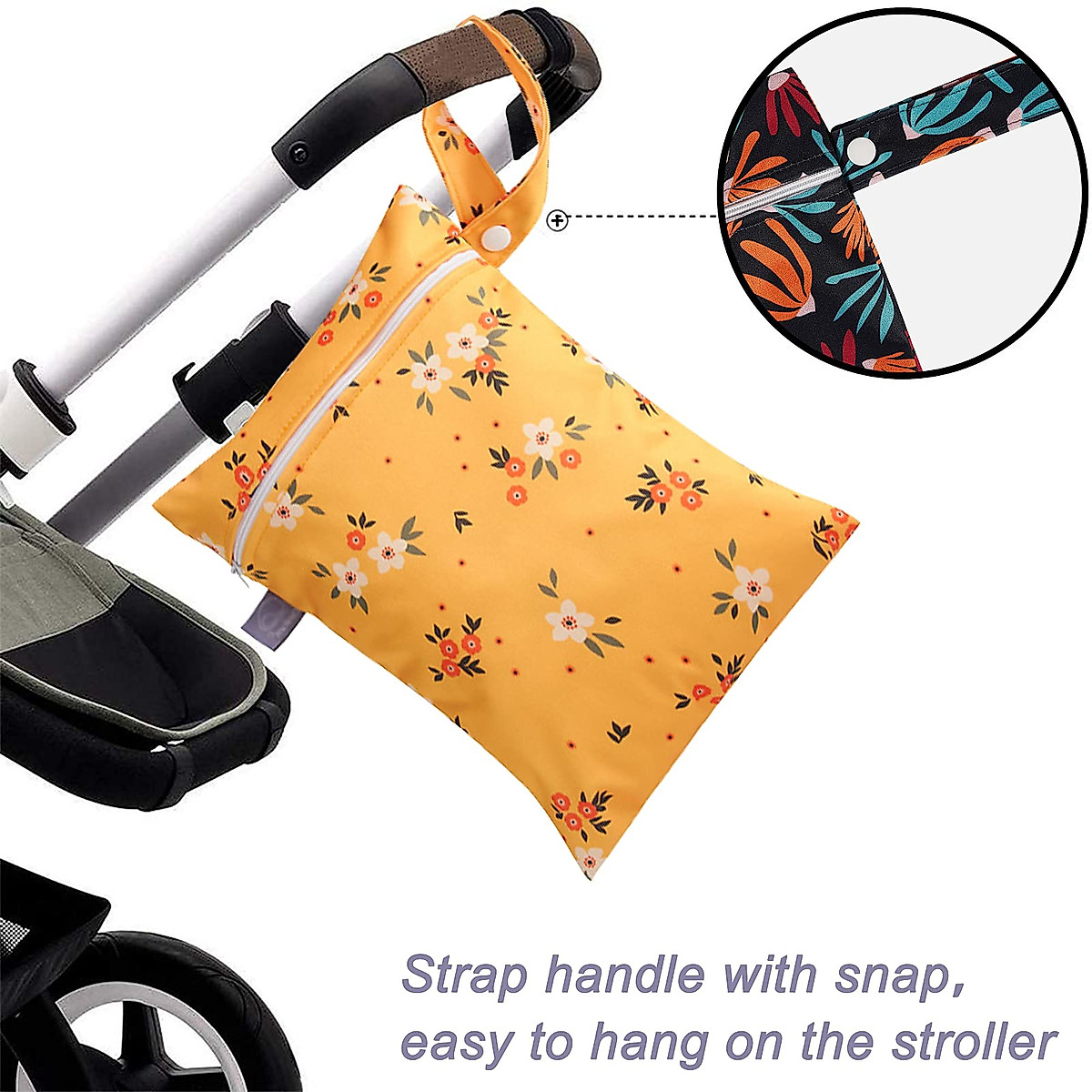 Happy Cherry Cloth Diaper Wet Dry Bags Waterproof Reusable with Two Zippered Pockets Travel Beach Pool Daycare Soiled Baby or Wet Clothes 2pcs 7.09 in x 9.84 in