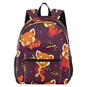 xigua Red Panda Print Backpack with LED Light Strip, Luminous Casual Daypacks Outdoor Sports Rucksack School Shoulder Bag for Boys Girls Teens