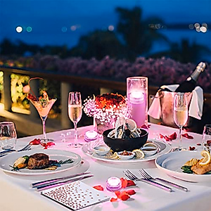 IMAGE Submersible LED Lights, 12 PCS LED Submersible Tea Lights Waterproof Floral Decoration Party Tea Lights, Battery Operated Flameless Tea Lights for Party, Wedding, Garden and Bath Pink