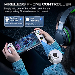Mobile Game Controler for iPhone/Android, Wireless Phone Controler Support Phone Case, Gaming Controler Suitable for Xbox Game Pass, PlayStation, Steam Link, Roblox, Call of Duty Not for Sony PSP Games