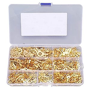 540PCS Cable Lugs Brass Wire Lugs Assortment Set Terminal Wire Connector Lugs with Storage Box M3 M4 M5 M6 M8 M10