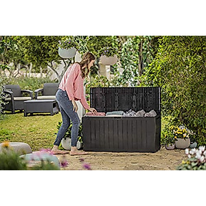 Keter Marvel Plus 71 Gallon Resin Outdoor Box for Patio Furniture Cushion Storage, Brown