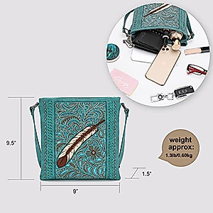 Montana West Concho Collection Concealed Carry Crossbody Women Leather Hobo Handbag for Women Turquoise MW1133G-9360TQ