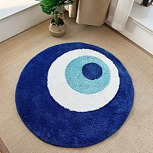 LAKEA Fluffy Evil Eye Circle Rug Carpet Plush Comfortable Handmade Bedroom Ultra Soft and Fluffy for Halloween (90x90cm 35.4inch)