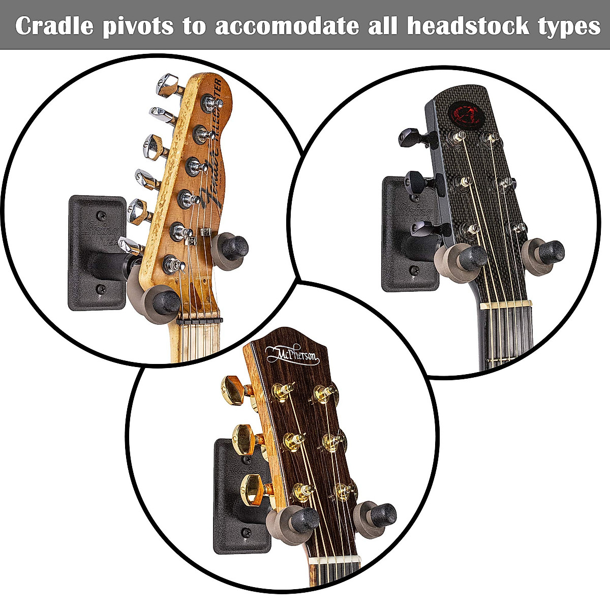 String Swing Metal Guitar Wall Mount for Classical Guitars - Home and Studio Hanger BCC11W (Black)