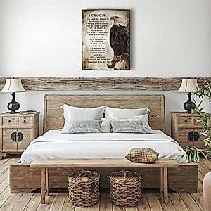 Motivational Canvas Wall Art Christian Bald Eagle Pictures Wall Decor Bald Eagle Gifts Inspirational Quotes Painting Wall Art for Office Bedroom Living Room Prints Artwork Framed 12"x16"