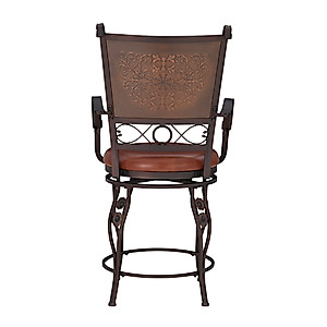 Powell Company Big & Tall Copper Stamped Back Arms by Powell Big and Tall Counter Stool, 24" Seat Height, brown