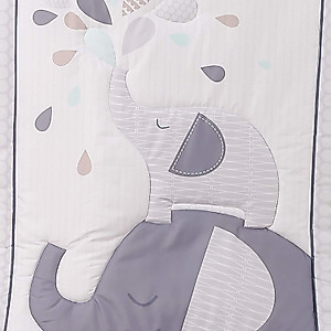 Brandream Playful Elephant Baby Crib Bedding Set for Boy, Girl and Unisex Nursery - Baby Quilt, Fitted Crib Sheet, Crib Skirt Included, 3 Pieces Grey & Mint