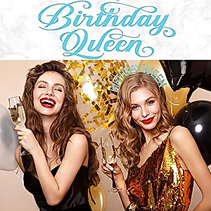 Kaiersi Birthday Crowns for Women Birthday Queen Sash & Rhinestone Headband Set - Birthday Tiara and Sash kit,Crystal Hair Accessories for Cake Toppers Birth Hairpiece Hair Band for Party (Blue)