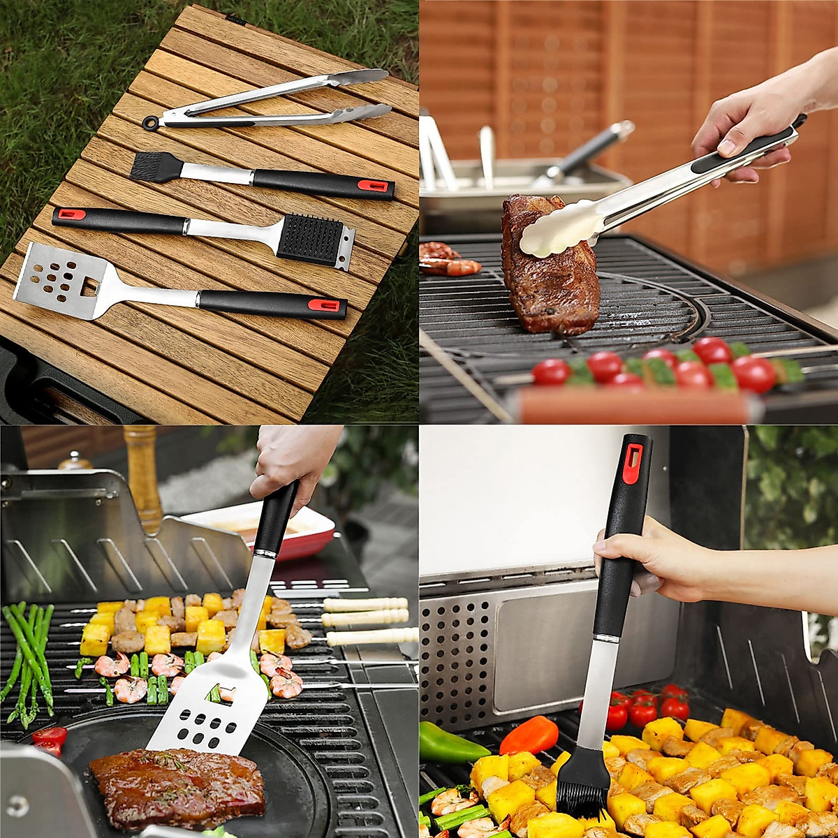 CYXI Camp Cooking Utensil Set & Outdoor Kitchen Gear-29 Piece Cookware Kit, Portable Compact Carry Case,Grill Accessories for Travel, Picnics, RVs, Camping, BBQs, Parties