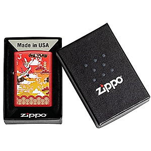 Zippo Kimono Design Red Matte Pocket Lighter
