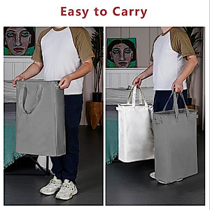 efluky Laundry Basket, Dirty Clothes Basket with Handles, Foldable Laundry Basket for Clothes, Tall Laundry Basket for Laundry Room, Dorm and Bedroom, 12.7 Gallons(48L) Beige