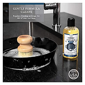 CLARK'S Small Scrub Brush and Cast Iron Soap Maintain All Cast Iron and Carbon Cookware