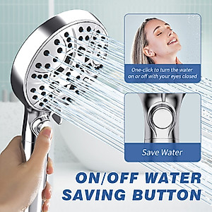 JONKEAN Handheld Water Softener Shower Head with Filter for Hard Water, Detachable Powerful Hand Held Shower Heads High Pressure, Pause Filtering Shower Head to Remove Chlorine and Fluoride (Chrome)