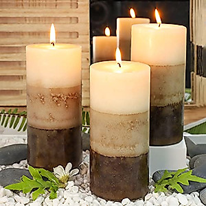 Pillar Candles Vanilla Cupcake Scented, Immeiscent Aromatherapy Candles, 60+ Hours Burn Long Lasting, Mottled Layered Candles for Home Scented, SPA, Restaurant, Set of 3 (Vanilla Cupcake 3"X6")