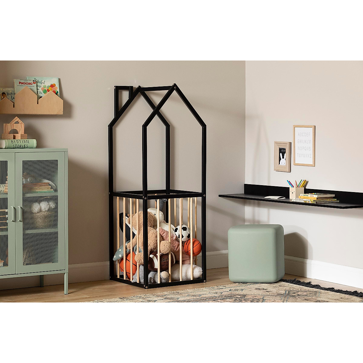 South Shore Sweedi House Shaped Toy Storage Unit, Black and Natural