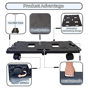 HBFBDRCT Furniture Dolly Spliceable Movers 2 Packs, Securely Holds 220 Lbs, Moving Dolly Cart for Heavy Furniture, Piano, Fridges, Boxes, 5 Wheels Dolly Rolls, No Assembly Required (Black Dolly)