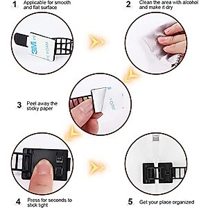 Cable Clips, 60 pcs Self Adhesive Cable Management Clips, Wire Clips with Strong Adhesive Tapes, Wire Organizer for Cable, Under Desk, Home, Office