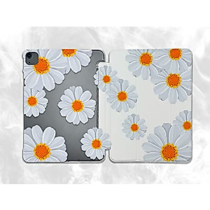 Kawaii Chamomile Flower Cute case Compatible with iPad Mini Air Pro 7.9 8.3 9.7 10.2 10.9 11 12.9 inch Pattern Cover New 2022 2021 Trifold Stand 3 4 5 6 7 8 9 Generation 490 (11" Pro 1/2/3 gen)