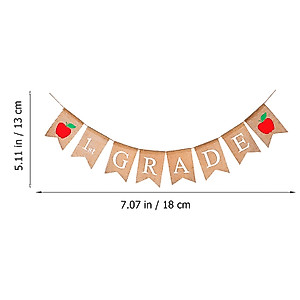 Amosfun School Banner Kindergarten Banner 1st Grade Banner School Garland Apple Garland Banner for Kids Classroom Back to School First Grade Birthday Party Decorations