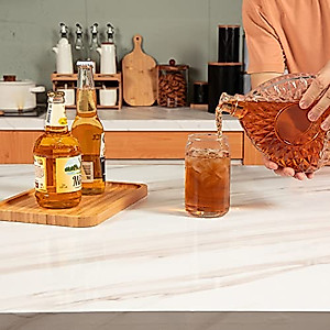 Weselljars 6pcs Glass Cups with Bamboo Lids Glass Straws and Tray, 16oz Beer Glasses Can Shaped Glass Cups, Tumbler Glass Cup for Iced Tea, Cocktail, Whiskey, Coffee, Wine and Water