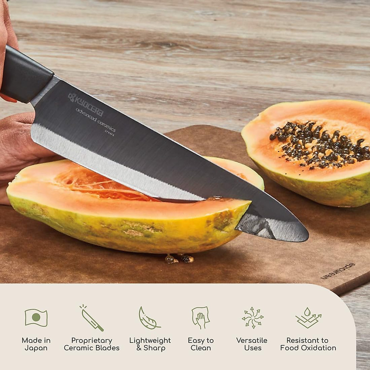 Kyocera Advanced Ceramic Revolution Series 7-inch Professional Chef's Knife, Black Blade