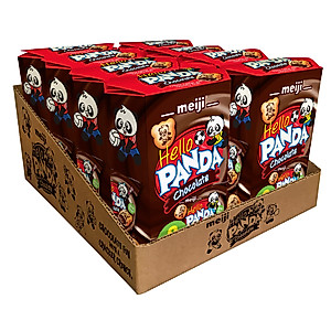 Meiji Hello Panda Cookies, Chocolate Crème Filled - 6 oz, Pack of 8, 64 Bags Total - Bite Sized Cookies with Fun Panda Sports