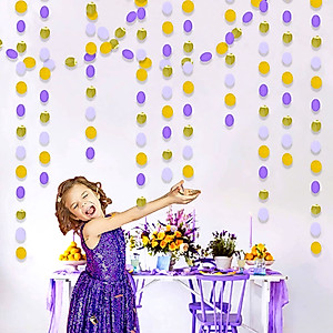 4pcs Purple and gold Garland Circle Dots Party Hanging Decorations for Birthday Wedding, Baby Shower, Classroom Candyland purple