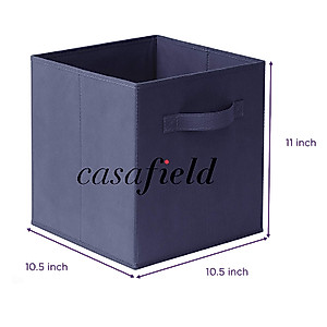 Casafield Set of 12 Collapsible Fabric Cube Storage Bins, Navy Blue - 11" Foldable Cloth Baskets for Shelves, Cubby Organizers & More