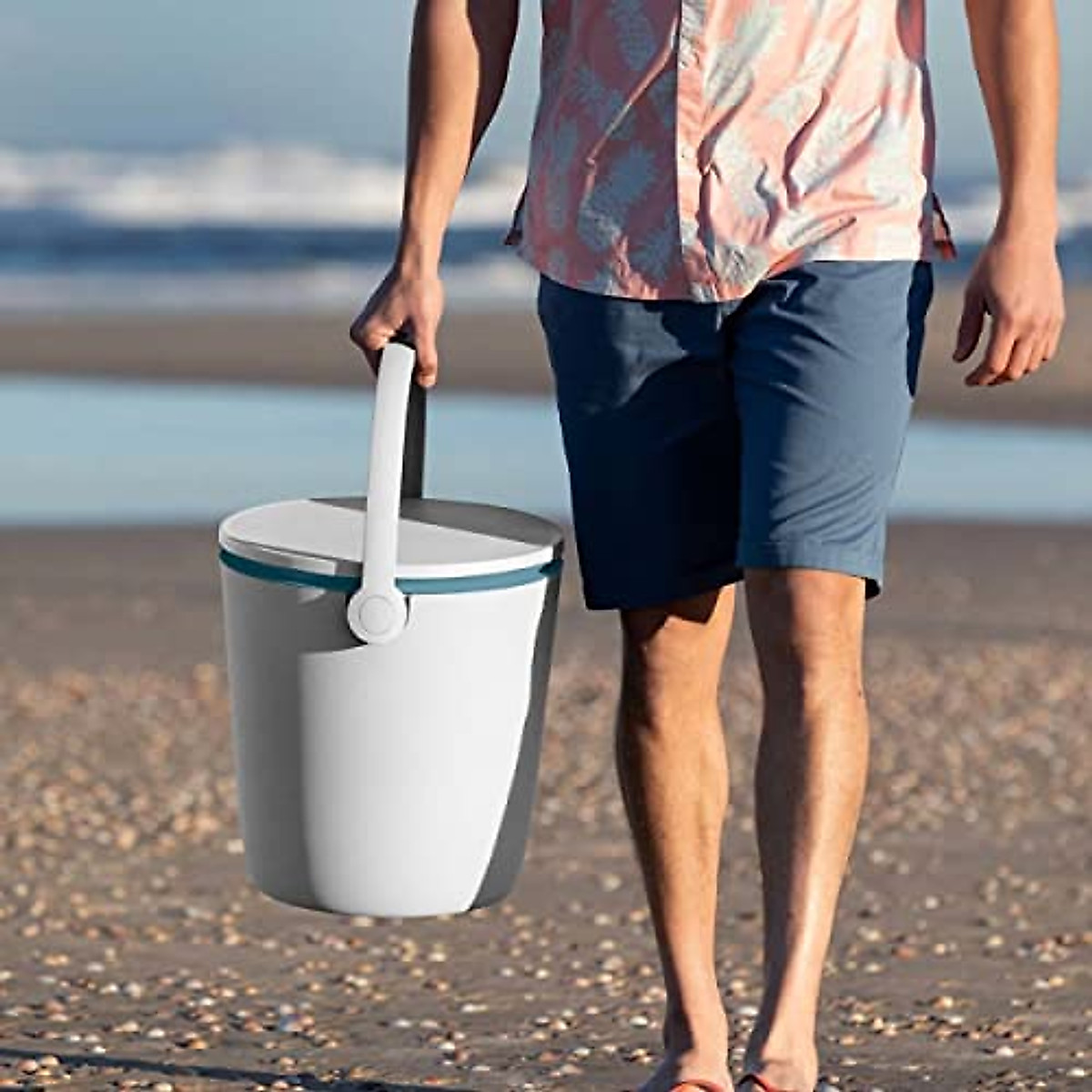 Keter Go Bar 4.2 Gallon Beer and Wine Cooler with Handle and Pop Up Outdoor Table - Perfect for Your Patio, Picnic, and Beach Accessories, Teal