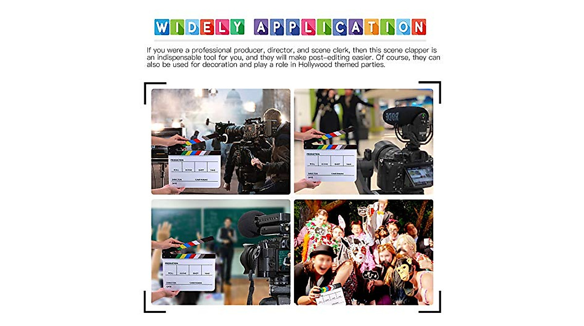 Glarks 8-Piece Colorful Film Clapboard Set for Filmmakers & Creators