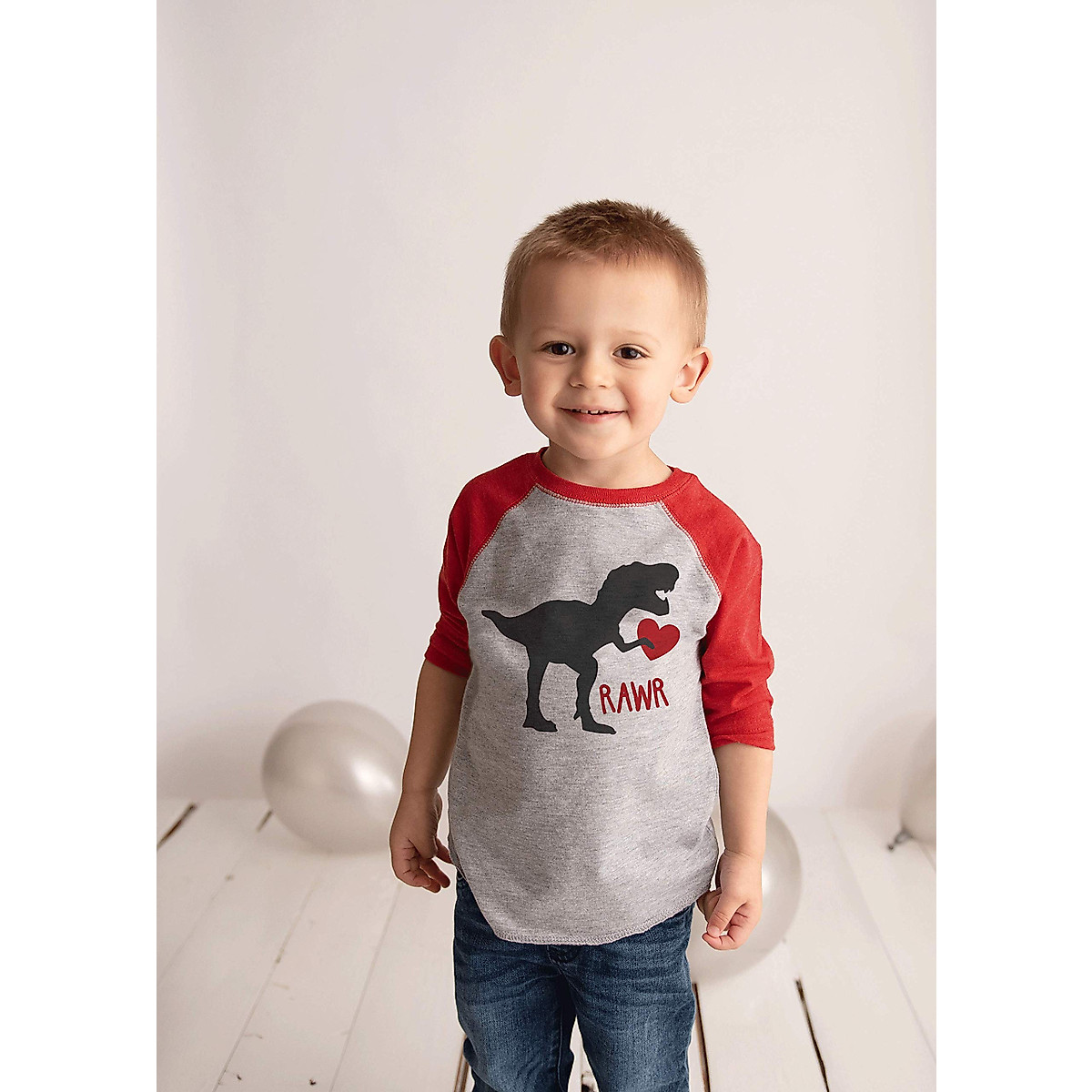 7 ate 9 Apparel Kids Dinosaur Happy Valentine's Day 5T Red Shirt