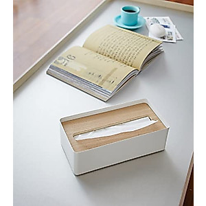 YAMAZAKI home Rin Tissue Case with A Lid, Natural, Short