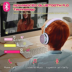 PROHEAR 010 Kids Bluetooth Active Noise Cancelling Headphones with Safe 85dB Volume Limit for Autism, School, Distance Learning, Car and Airplane Trips - Pink