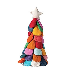 Creative Co-Op Wool Felt Christmas Tree Figurine, 15", Multicolor