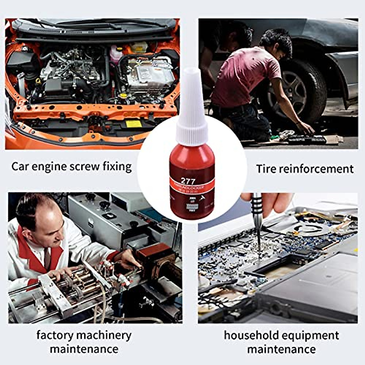 Red Lock Tight - 277 Lock Tight Threadlocker,High Viscosity Metal Thread Anti-Loose Seal Lock Agent, Anaerobic Curing Metal Glue, 10ml Yuans