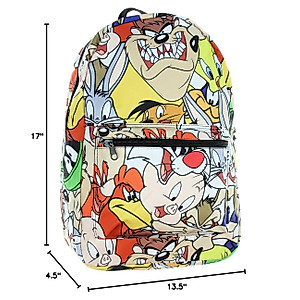 Looney Tunes Cartoon Character Faces Allover Print Travel Laptop Backpack