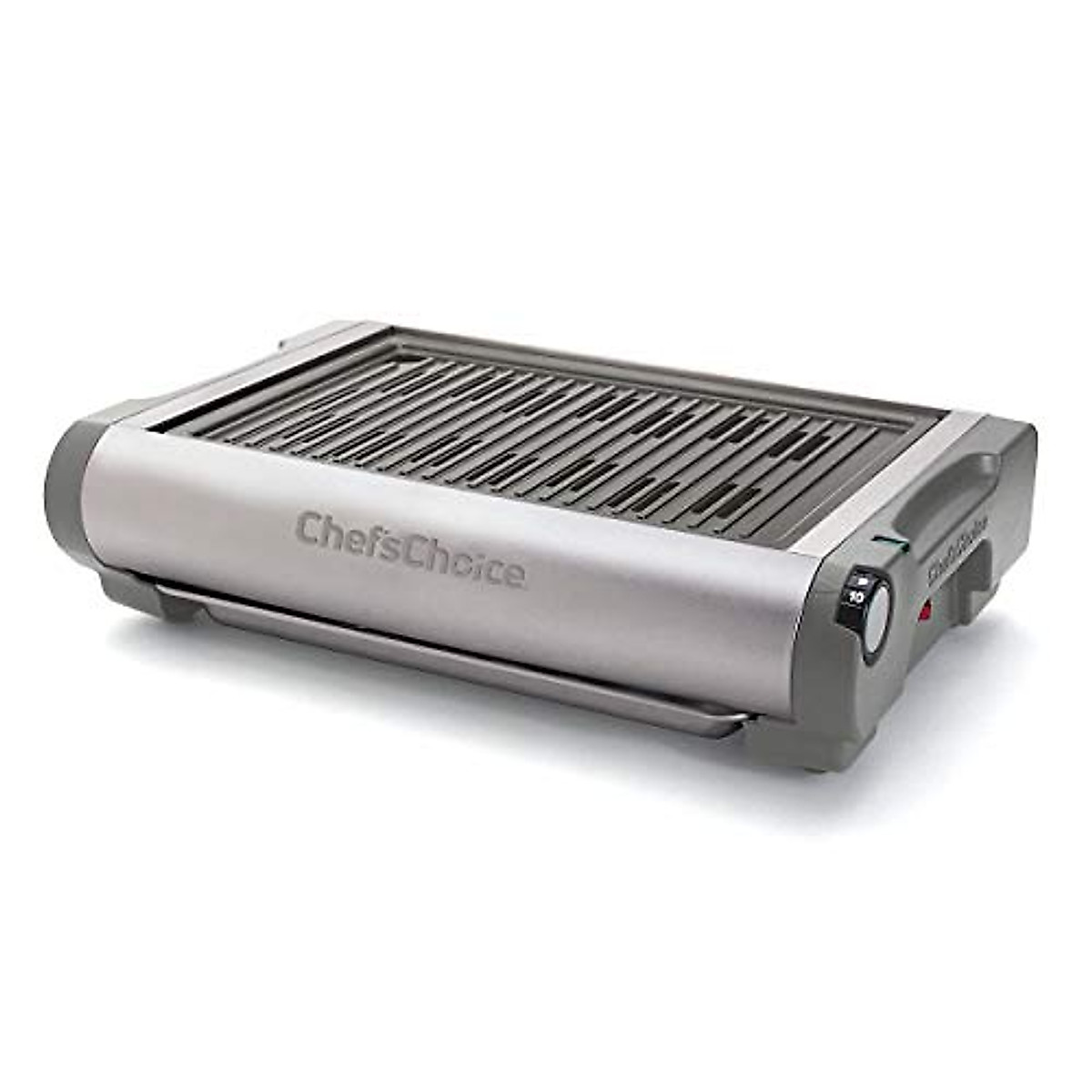 Chef'sChoice 878 Professional Indoor Electric Grill with Removable Nonstick Plate Stainless Steel Drip Tray and Features Adjustable Temperature Control, 1500-Watt, Gray