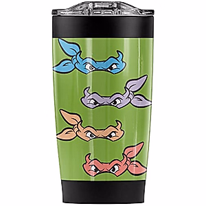 Logovision Teenage Mutant Ninja Turtles TMNT Masks Stainless Steel 20 oz Travel Tumbler, Vacuum Insulated & Double Wall with Leakproof Sliding Lid