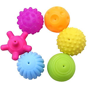 FIVOENDAR 6 Pack Sensory Balls for Kids, Massage Soft & Textured Balls Baby Hands Squeeze Balls Set Develop Kid's Tactile Senses Toys for Touch Hand Ball