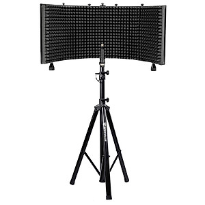 Rockville Recording Studio Microphone Isolation Shield + Heavy Duty Tripod Stand
